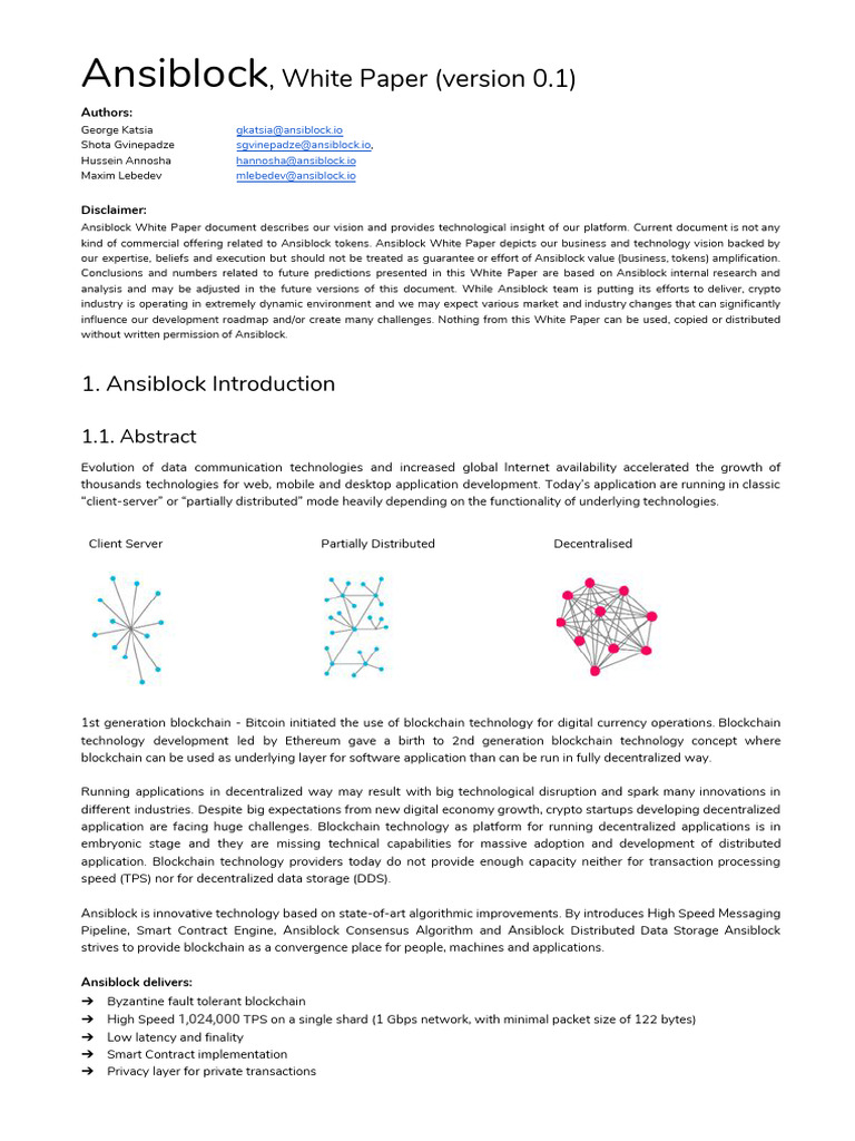 Ansiblock Whitepaper Tech 0.1 | Download Free PDF | Computer Network | Replication (Computing)