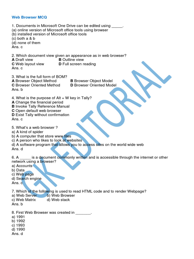 Web Browser MCQ | PDF