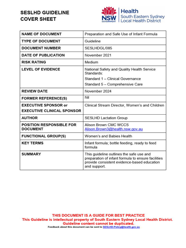 Infant Formula Preparation Guidelines | PDF | Breastfeeding | Infant ...