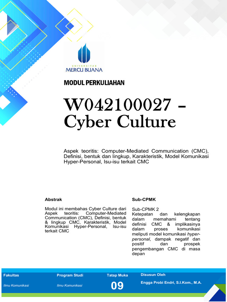 Modul 9 Cyber Culture - CMC | PDF
