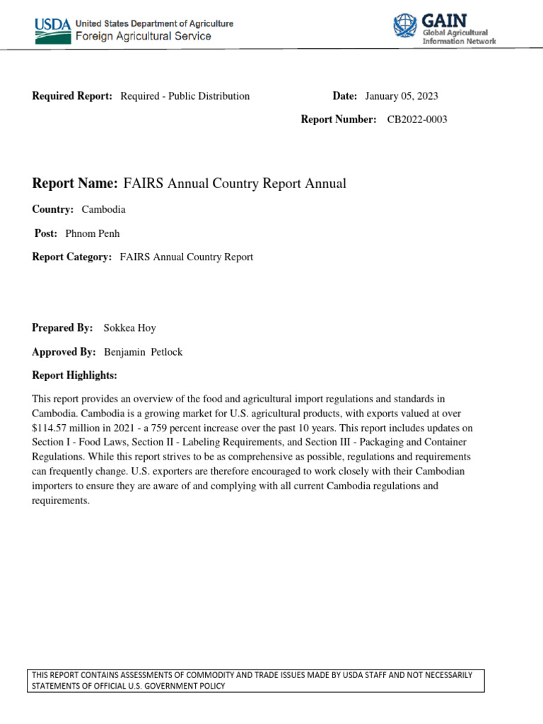 FAIRS Annual Country Report Annual - Phnom Penh - Cambodia - CB2022 ...