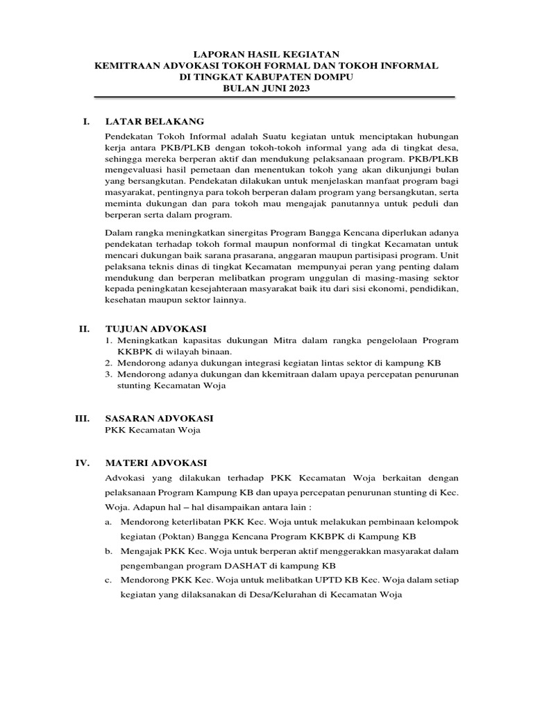 Advokasi Program Bangga Kencana Woja | PDF