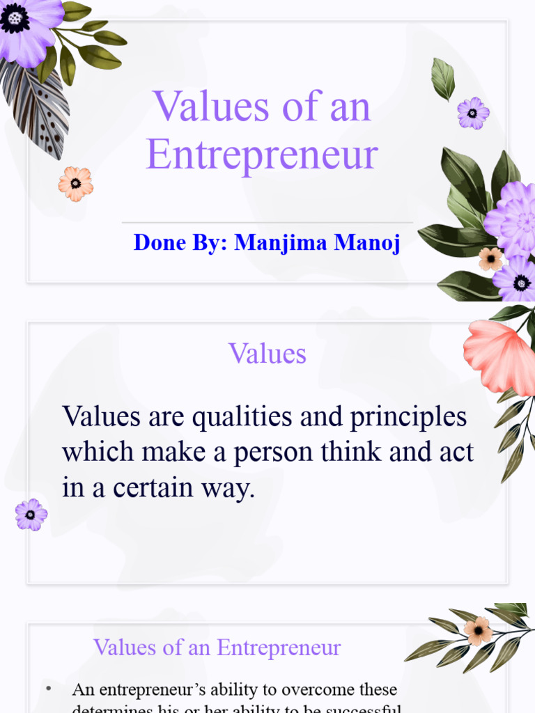 Core Values of Entrepreneurs | PDF | Self-Improvement
