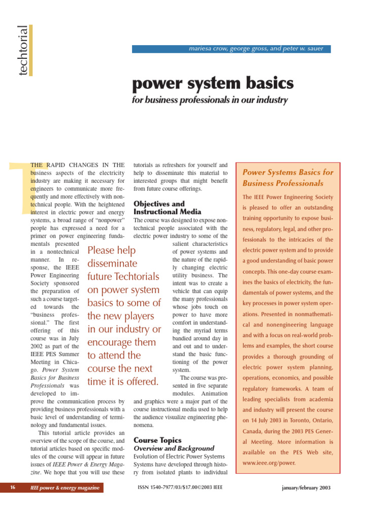 Power System Basics | PDF | Electric Power Transmission | Ac Power