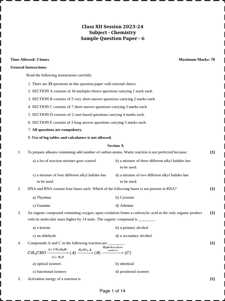 Chemistry - SQP | PDF