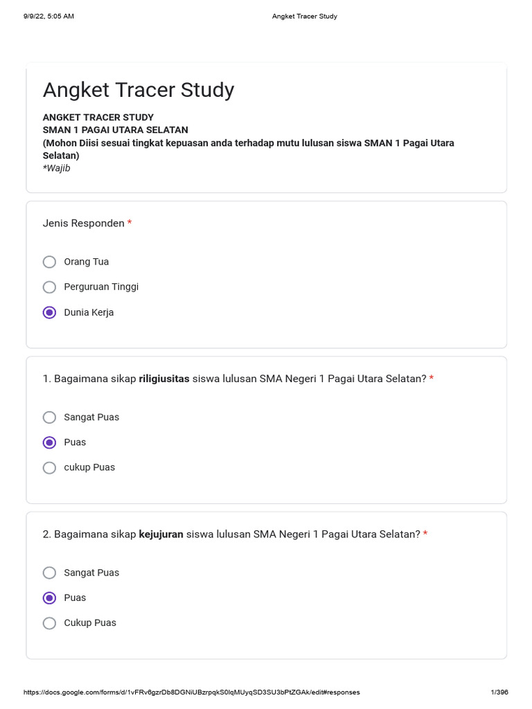 Angket Tracer Study - Google Forms | PDF | Kesehatan Holistik