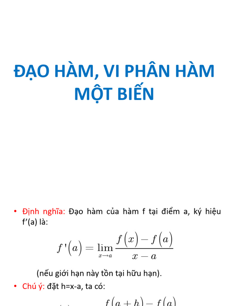 Chuong 7.3. Vi Phan, Dao Ham Cua Ham Mot Bien | PDF
