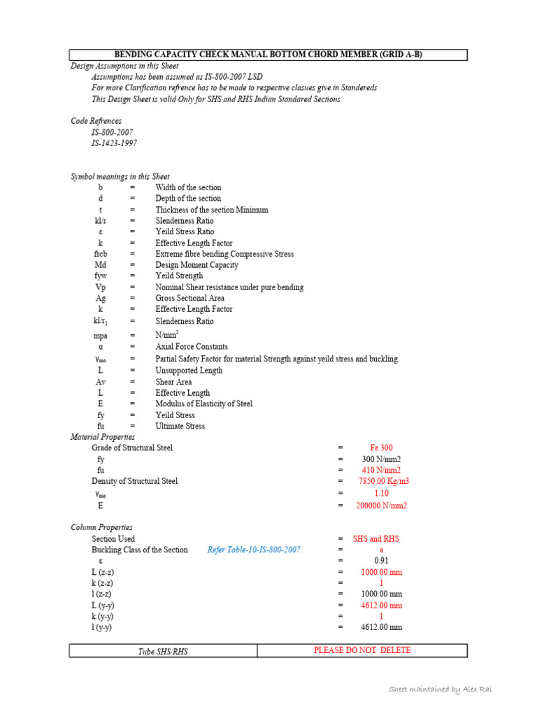 Bottom Chord Calculations (A-B) | PDF | Science & Mathematics