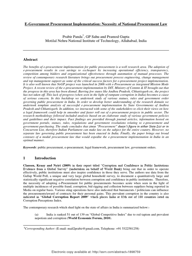 E Government Procurement Implementation Pdf Procurement E Government