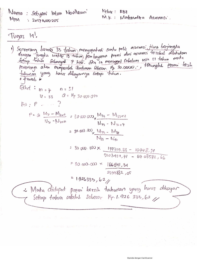 MTK - Asu Setyani Intan N 201713500205 R8Z T14 | PDF