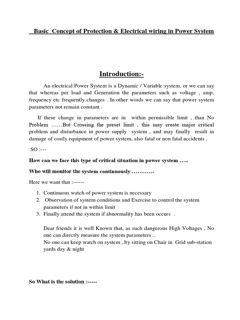 Basic Concept of Protection & Wiring | PDF | Relay | Transformer