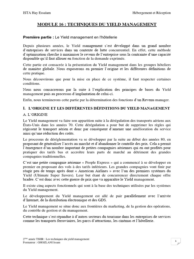 Techniques Du Yield Management | PDF