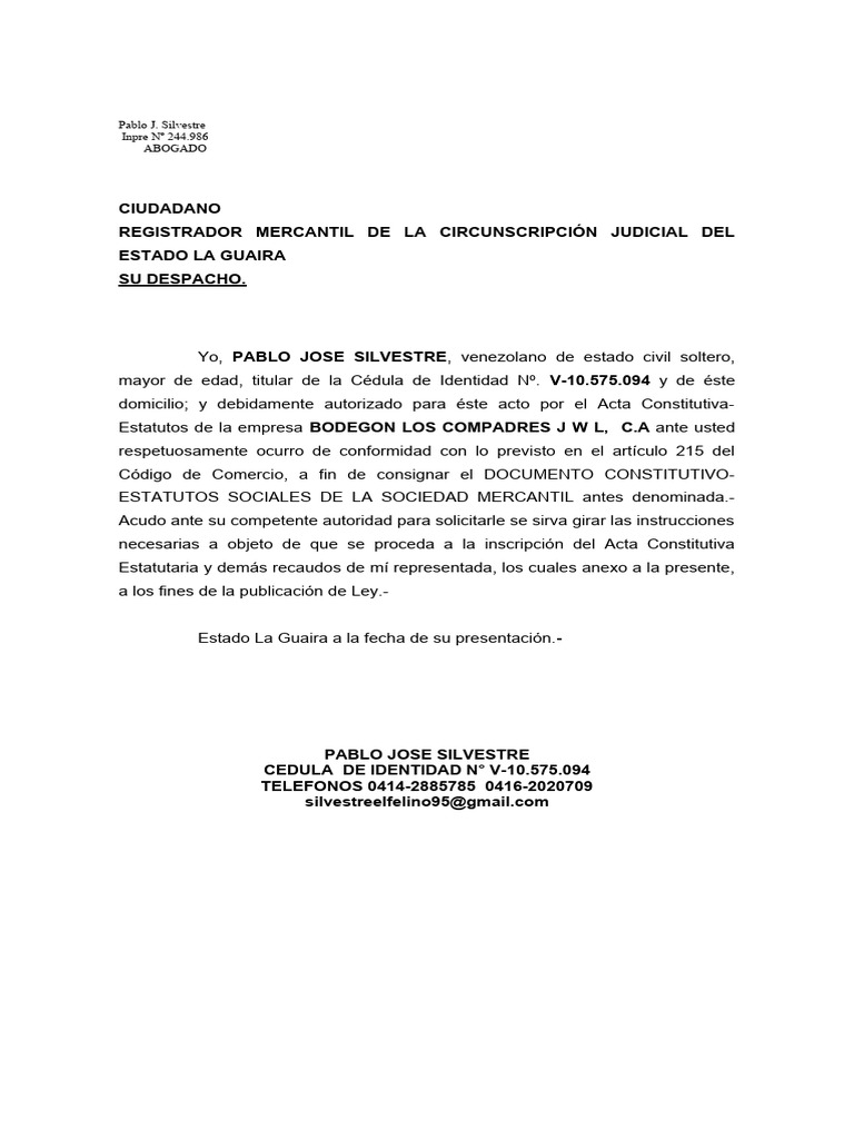 ACTA CONSTITUTIVA BODEGON COMPLETO (1) | PDF | Pagaré | Business