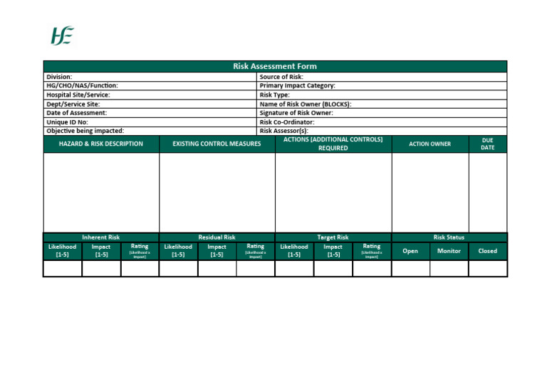 Generic Risk Assessment Form 2023 | PDF