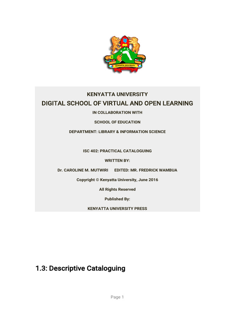 Isc402 Practical Cataloguing | PDF