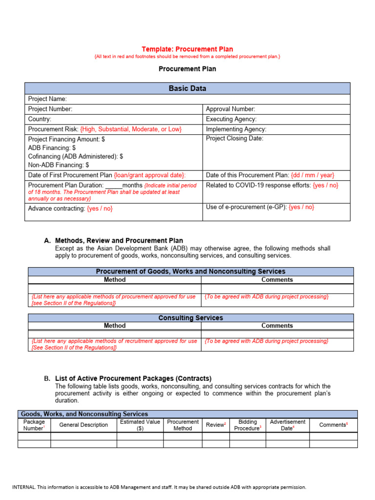 Procurement Plan Template Dec2021 | PDF | Asian Development Bank ...