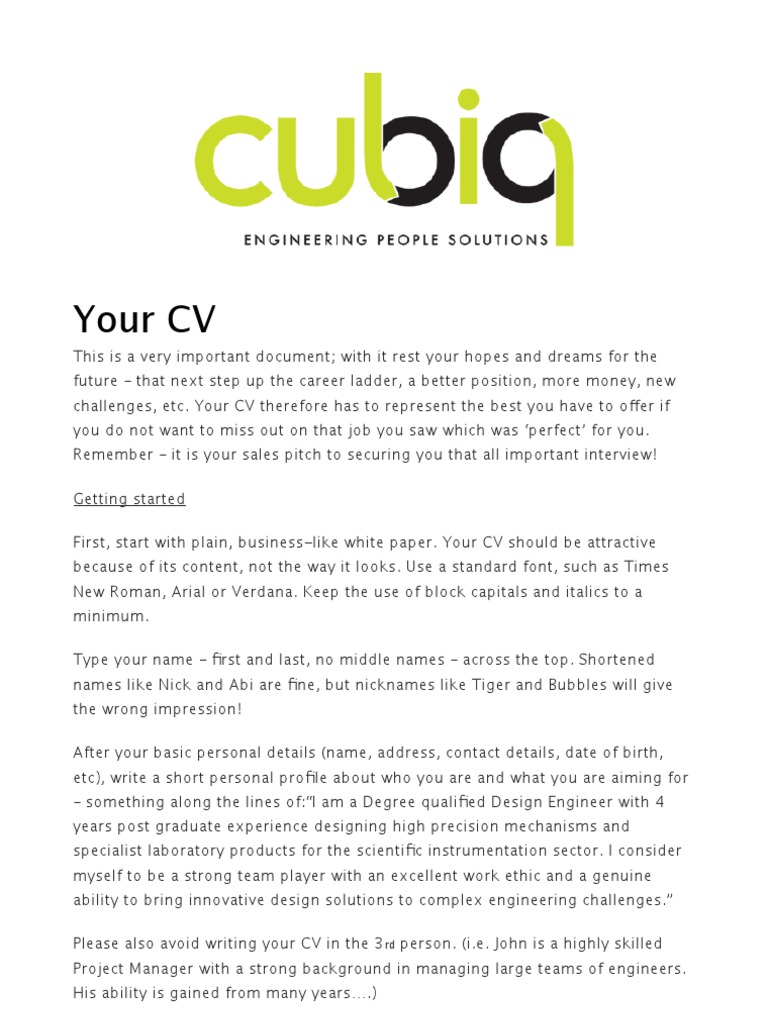 CV Writing Guide | Download Free PDF | Hobbies | Engineering