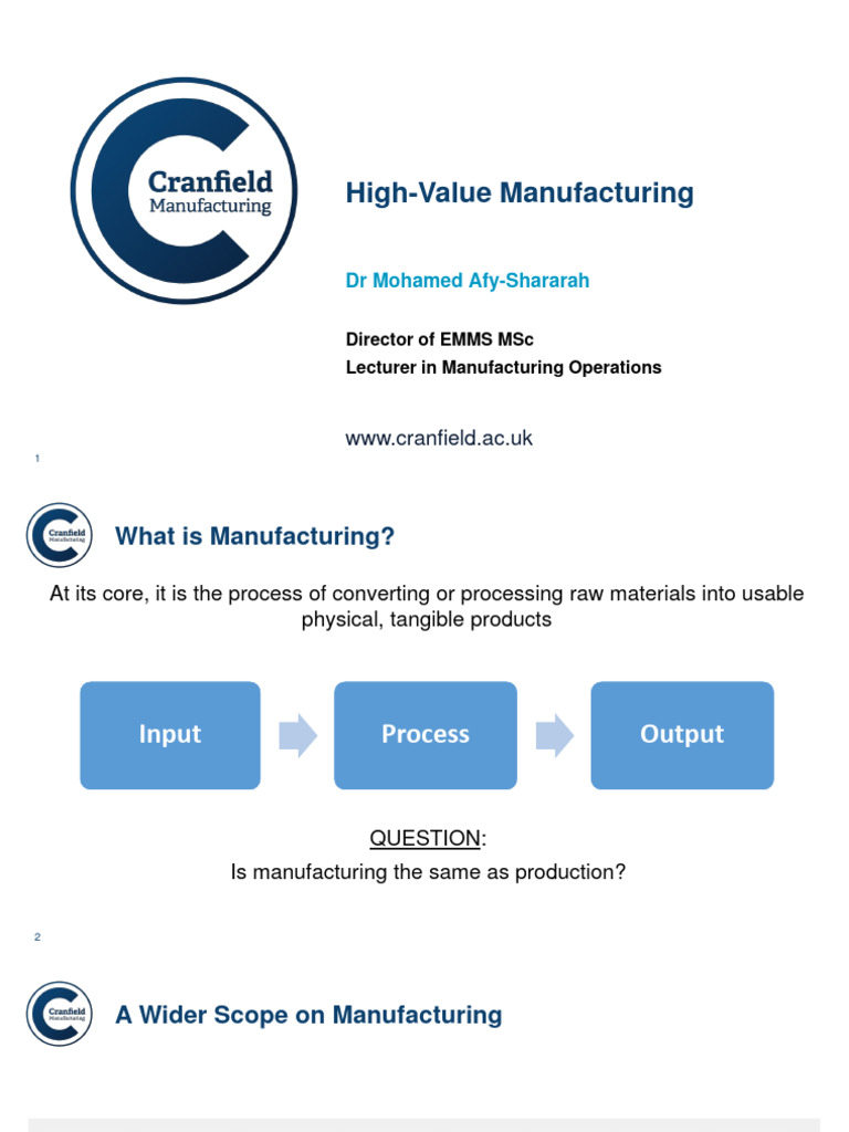 High-Value Manufacturing | Download Free PDF | Economies | Business