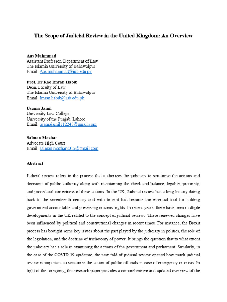 Overview of Judicial Review in the UK | PDF | Judicial Review ...