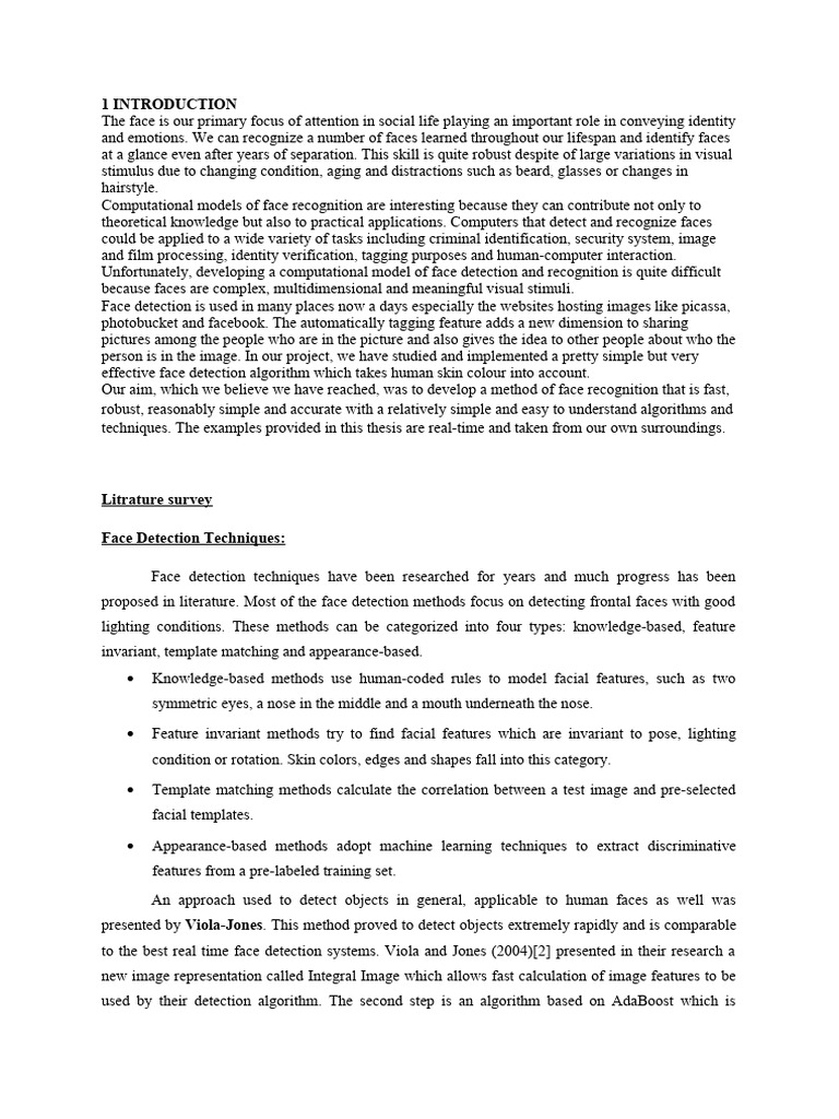 Face Detection Algorithm Report Pdf Cognitive Science Applied