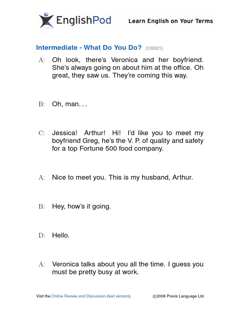 Englishpod - What Do You Do | PDF | Verb | Adjective