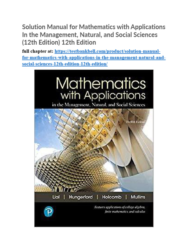 Solution Manual For Mathematics With Applications in The Management ...