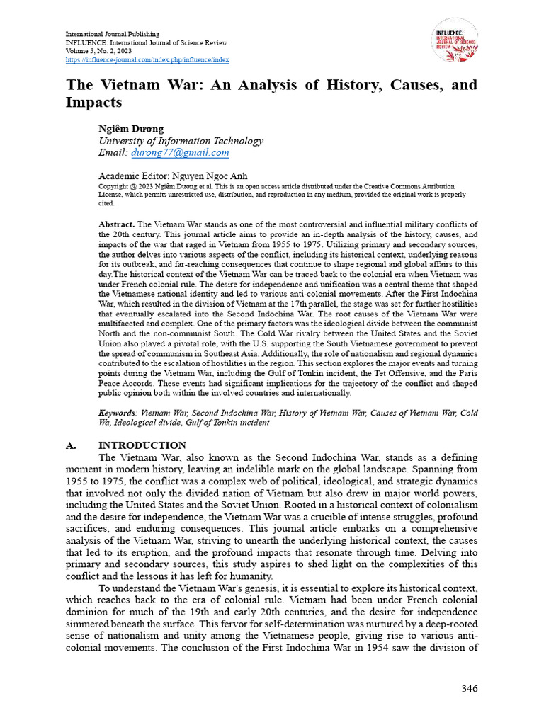 The Vietnam War: An Analysis of History, Causes, and Impacts | PDF ...