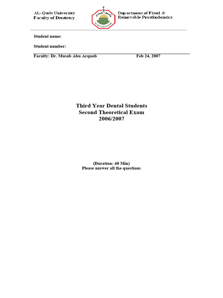 Prostho Mcqs 2 | PDF | Dentures | Tooth