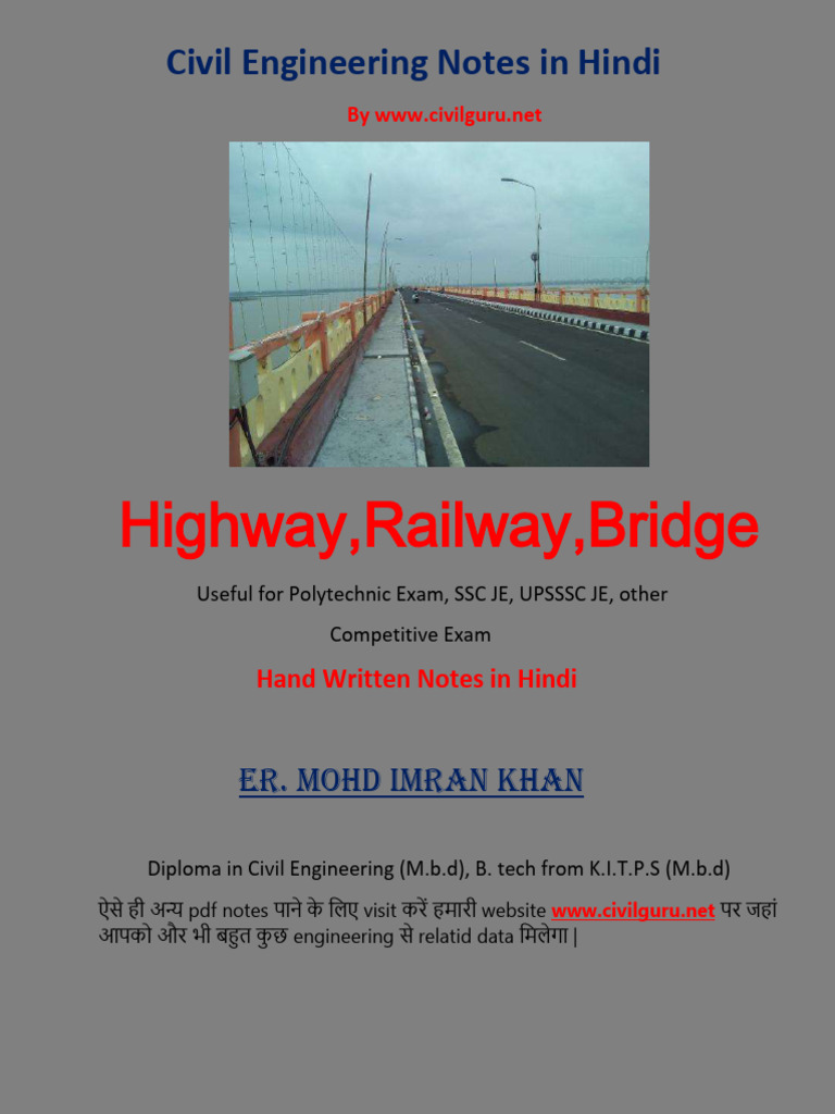 Highway, Railway, Bridge: Civil Engineering Notes in Hindi | PDF