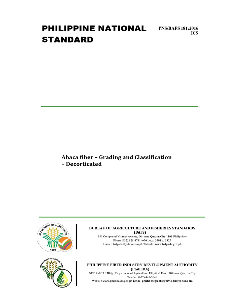Philippine National Standard: Abaca Fiber - Grading and Classification ...