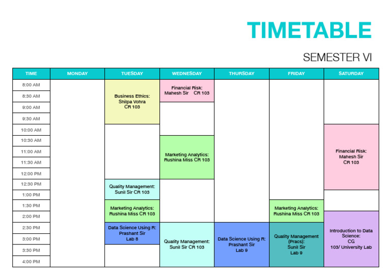 Timetable | PDF
