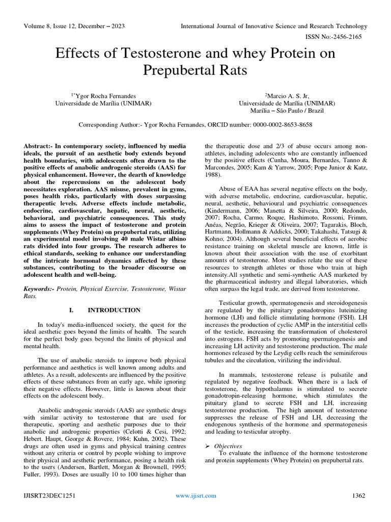 Testosterone, Whey Effects on Rats | PDF | Self-Improvement | Wellness