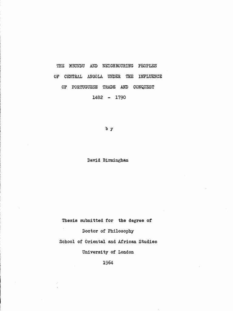 The Mbundu and Neighbouring Peoples | PDF