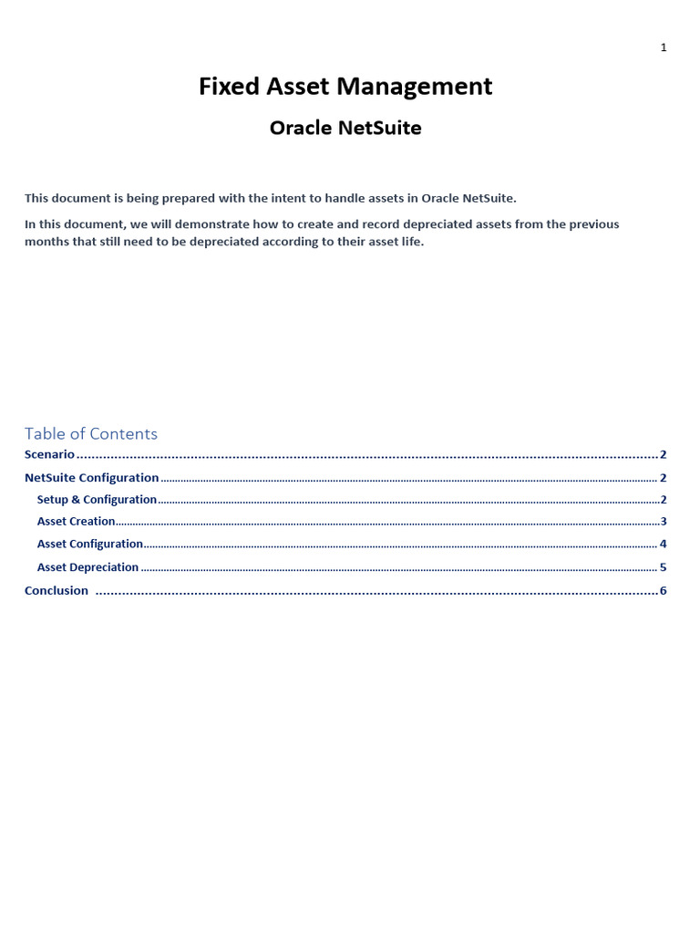 Fixed Asset Management Oracle Netsuite Scenario Based Pdf 