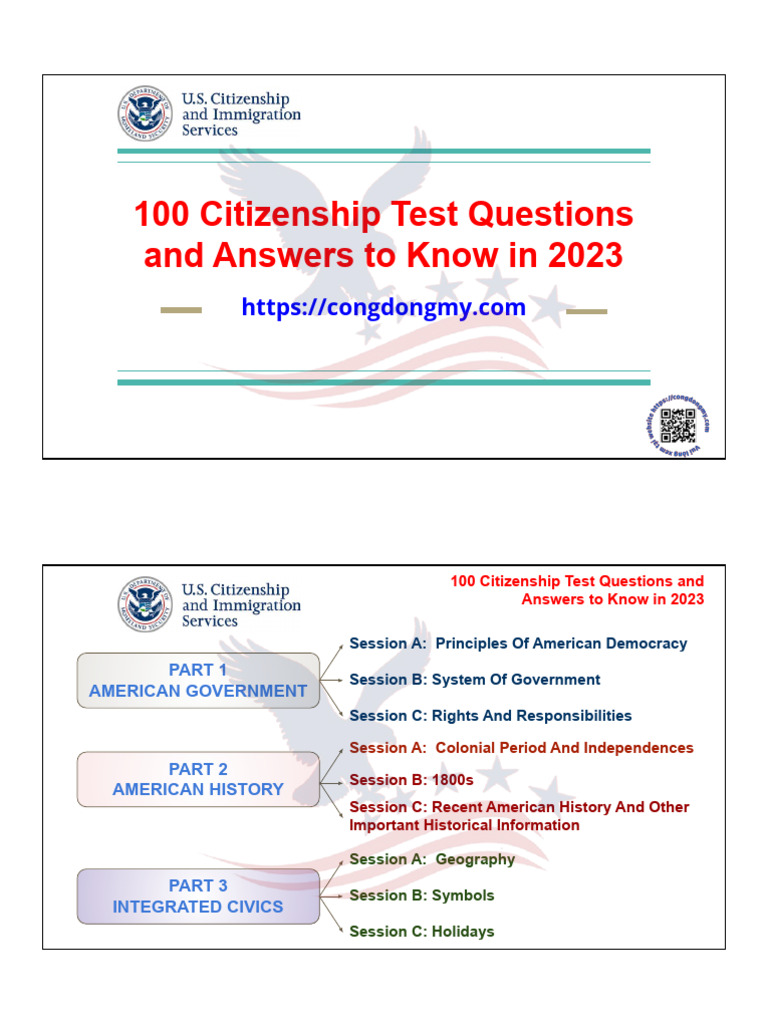 Citizenship Test Prep Guide | PDF | American Civil War | The Federalist ...