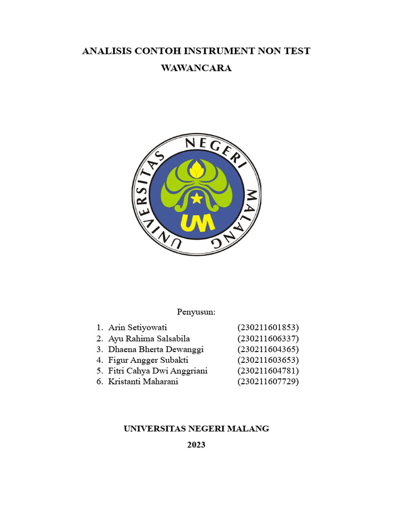 Analisis Contoh Instrument Non Test PPD Revisi | PDF