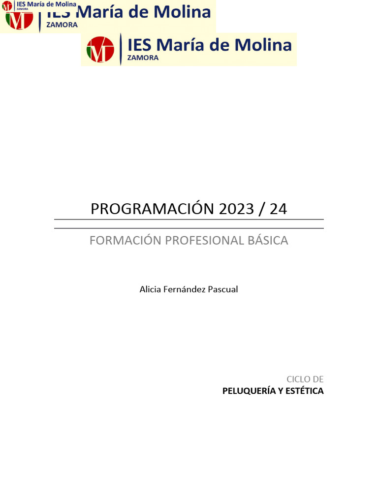 FP Basica II. Ciencias Aplicadas II - Programacion 2023-24 | Descargar gratis PDF | Evaluación ...