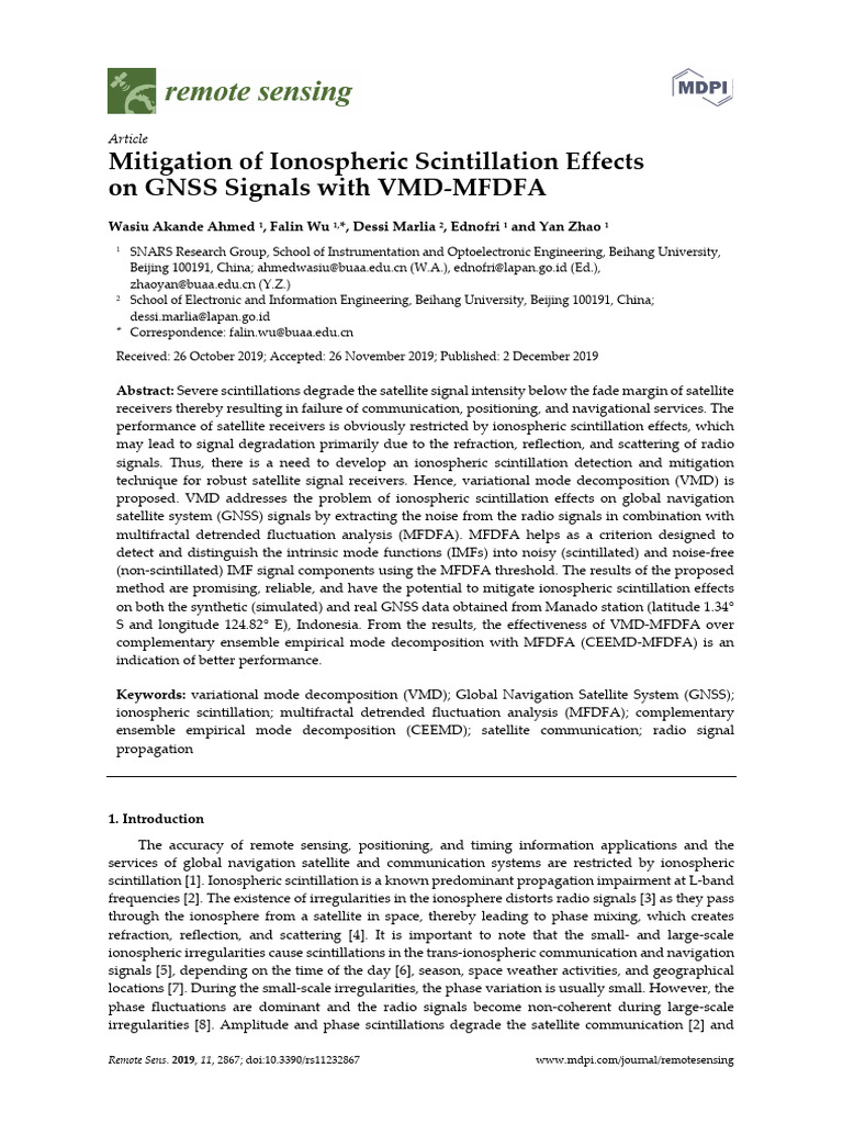 (J) Mitigation of Ionospheric Scintillation Effects | PDF