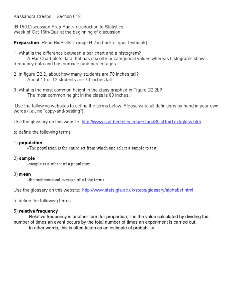 Statistics Discussion Prep Guide | PDF
