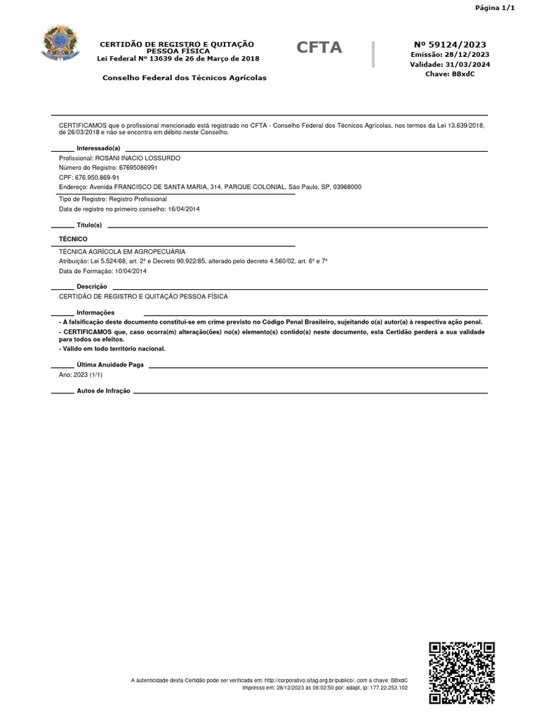 CFTA SITAC Rosani | PDF