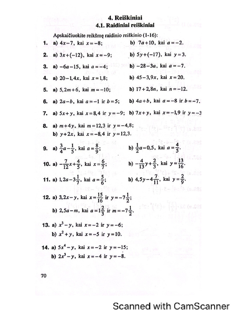 Reiskiniai 7 Klase | PDF