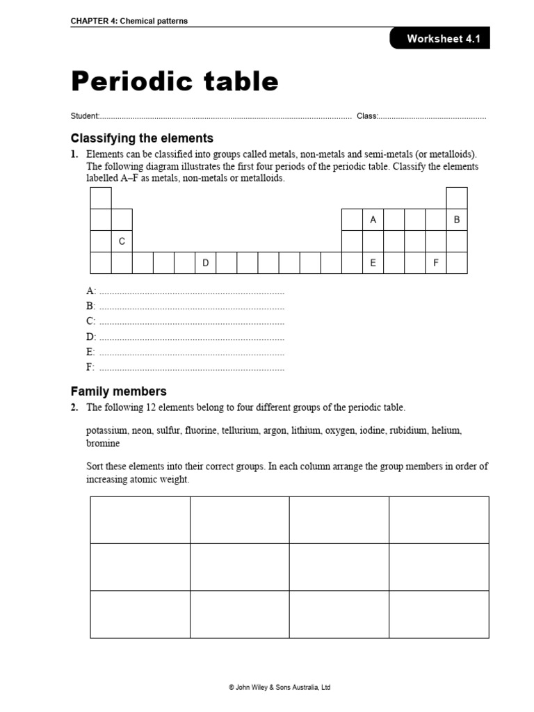 Worksheet-4 1 | PDF | Periodic Table | Chemical Elements
