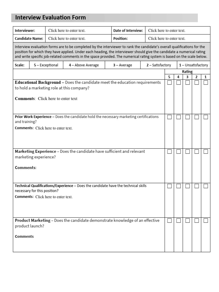 Interview Evaluation Form Product Manager | PDF | Cognition | Cognitive Science