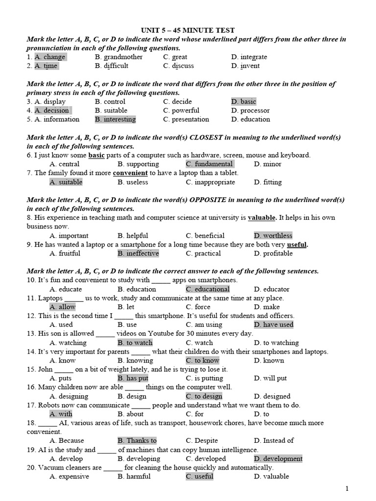 Unit 5 Test: Vocabulary and AI Insights | PDF | Social Media | Popular ...