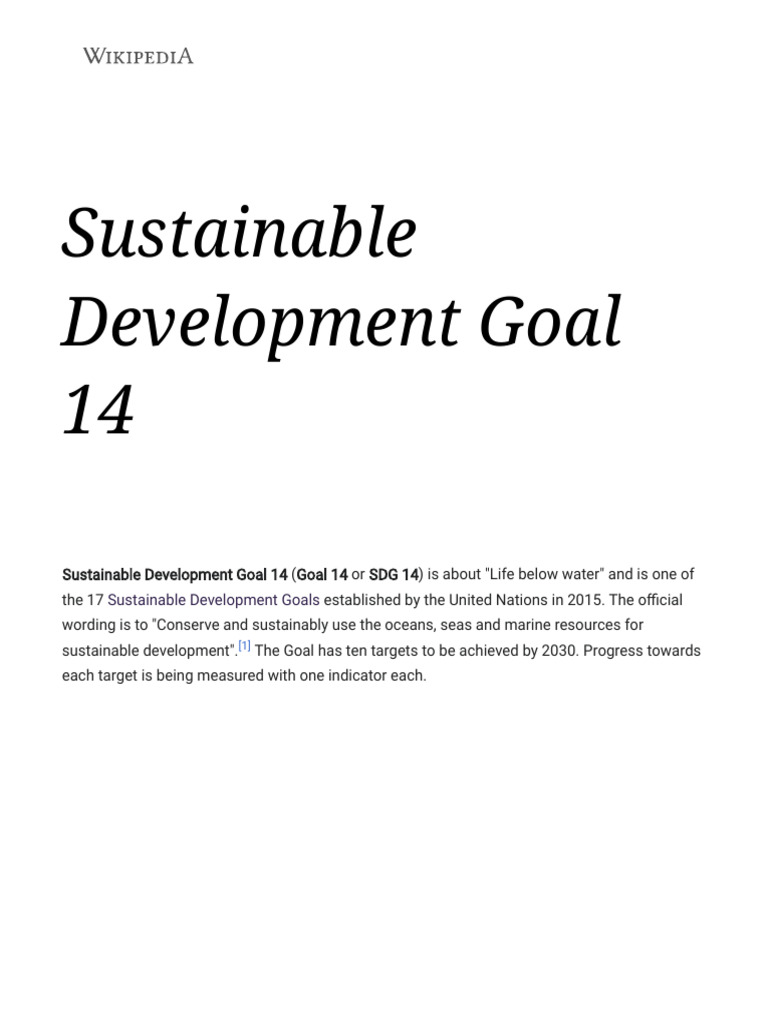 Sustainable Development Goal 14 - Wikipedia | PDF | Ocean Acidification ...
