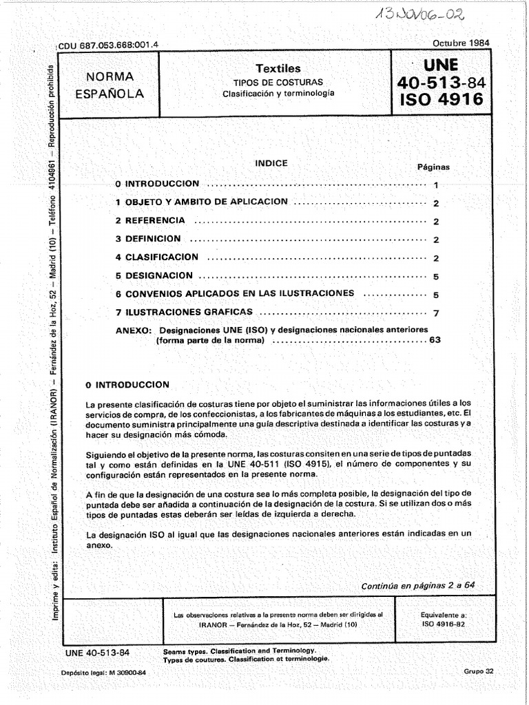 Tipos de Costuras UNE-40-513-84 Iso 4916-13nov | PDF