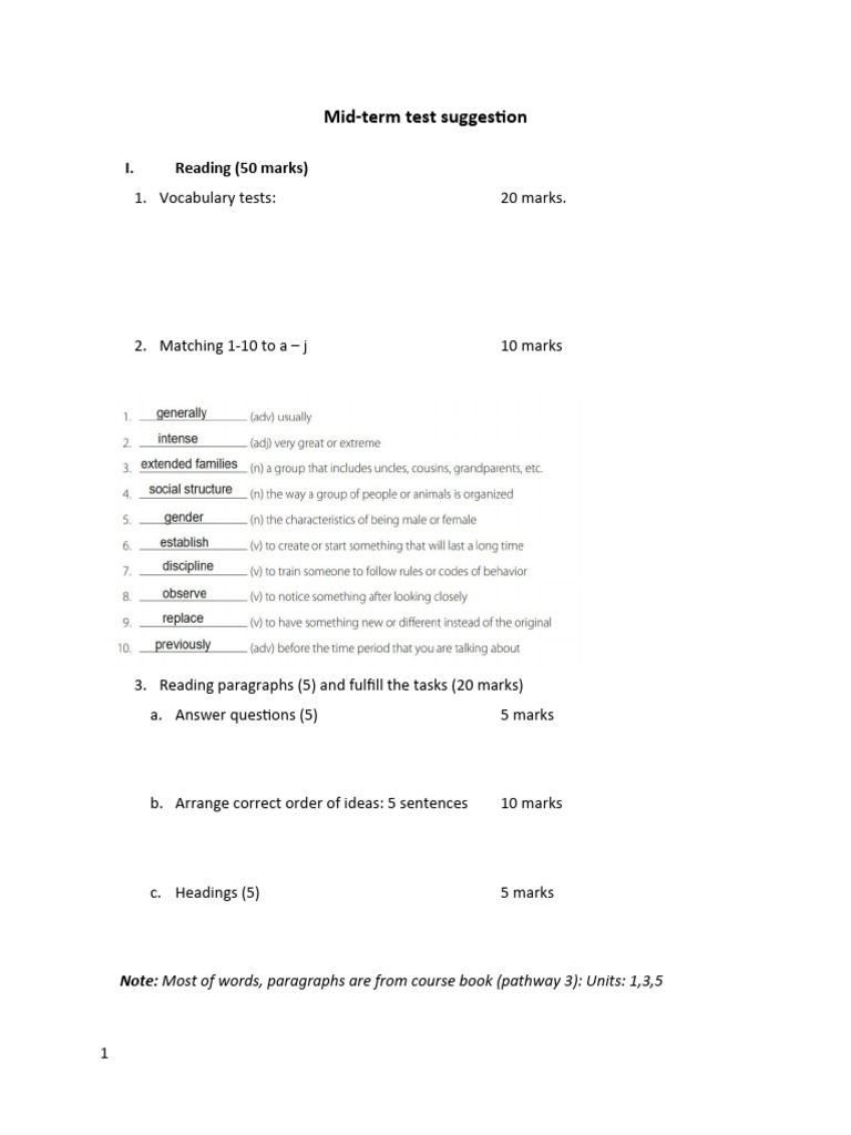 Mid-Term Test R&W 2 | PDF