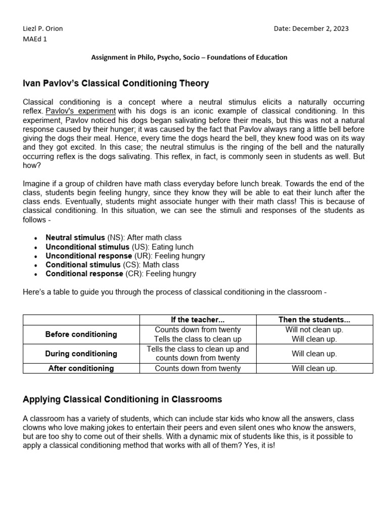 Assignment No. 2 | PDF | Classical Conditioning | Cognitive Psychology