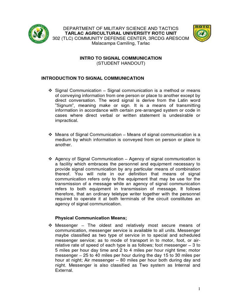 Signal Com Students Handout | PDF