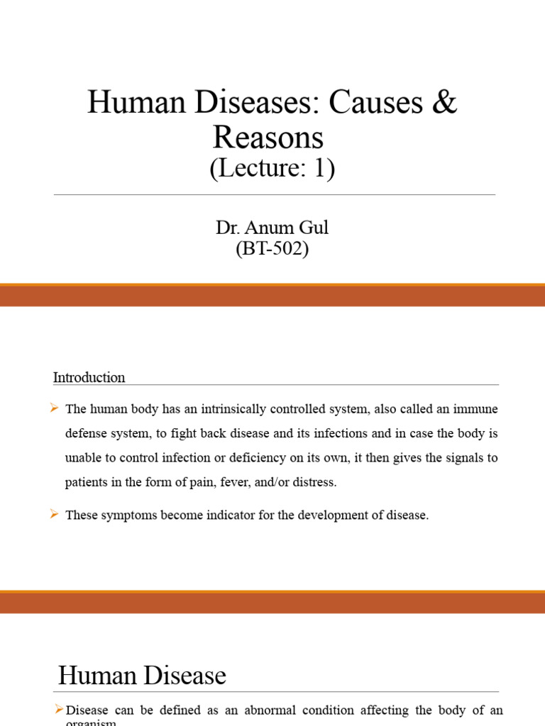 2 Human Diseases, Causes and Reasons (Lec I) | PDF